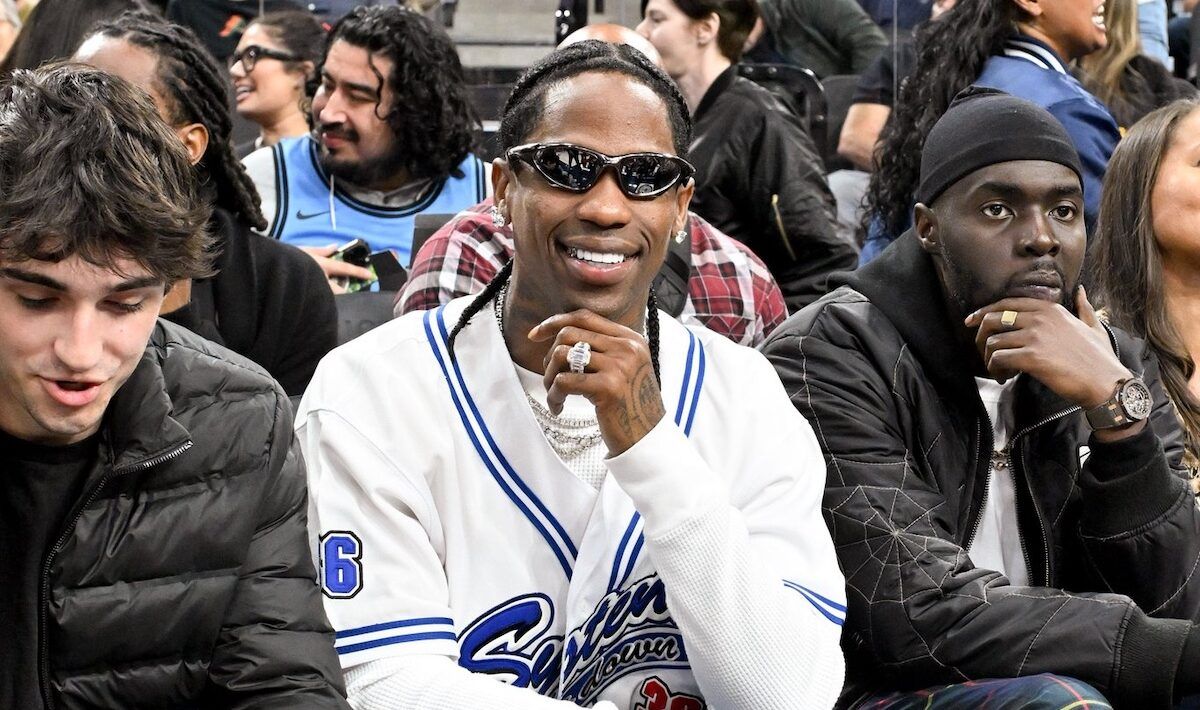 Travis Scott Flexes Air Jordan 1 Low Fragment Collab At Clippers Game