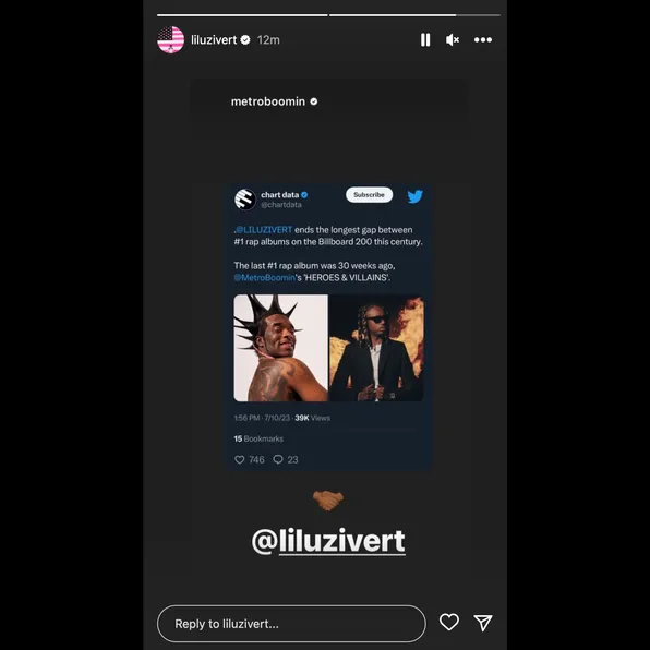 Metro Boomin Shouts Out Lil Uzi Vert For "Pink Tape" Being First No. 1 Rap Album Of 2023