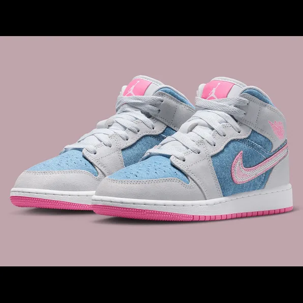 Air Jordan 1 Mid GS "Denim Sequin" Brings Vintage Denim Vibes