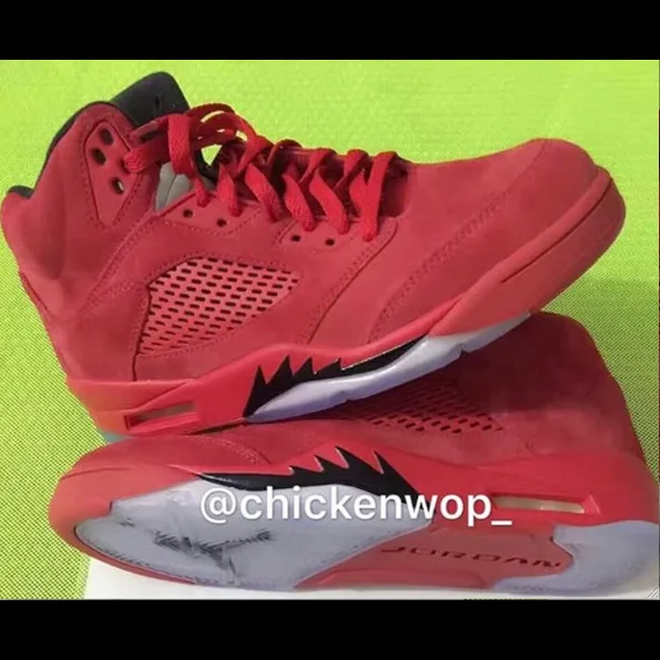Detailed Images Of The "Red Suede" Air Jordan 5 Surface