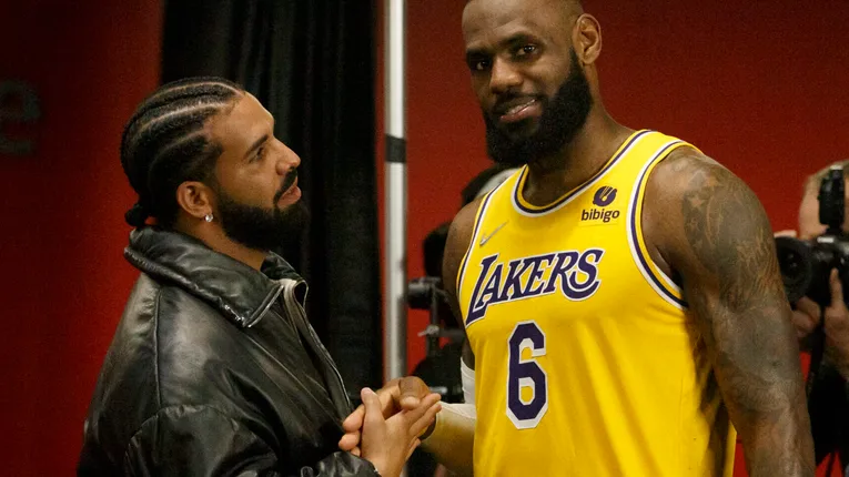 Drake Walks Out With LeBron James & Bronny At Los Angeles Tour Stop