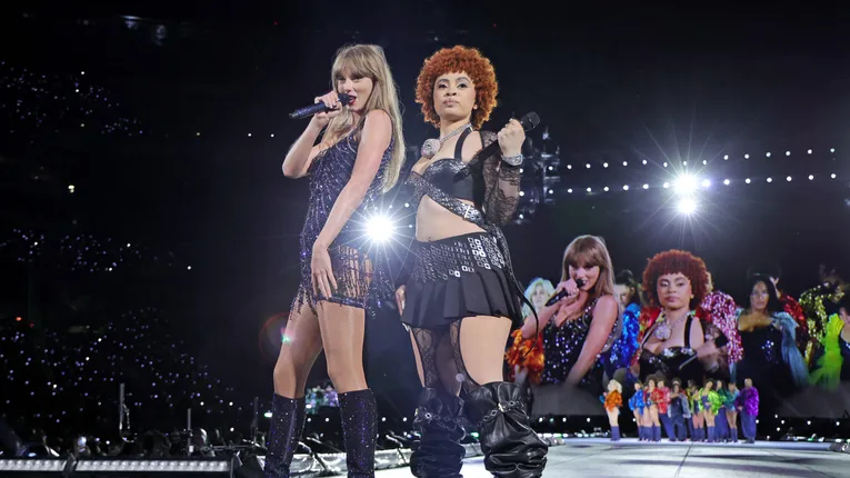 Taylor Swift & Ice Spice Link Up With Shaq At The Super Bowl