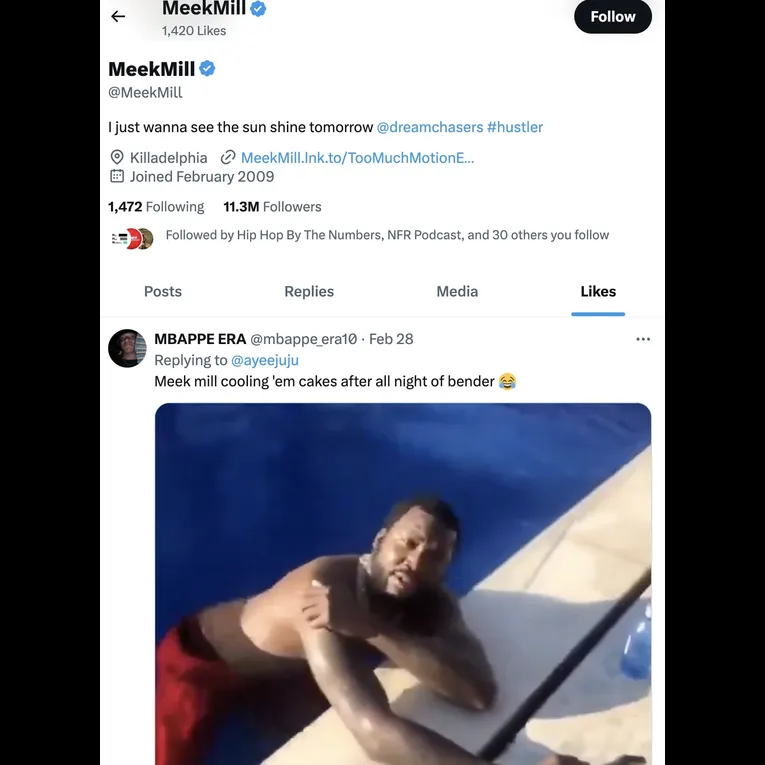 Meek Mill's Latest Twitter Like Has Fans Raising Their Eyebrows