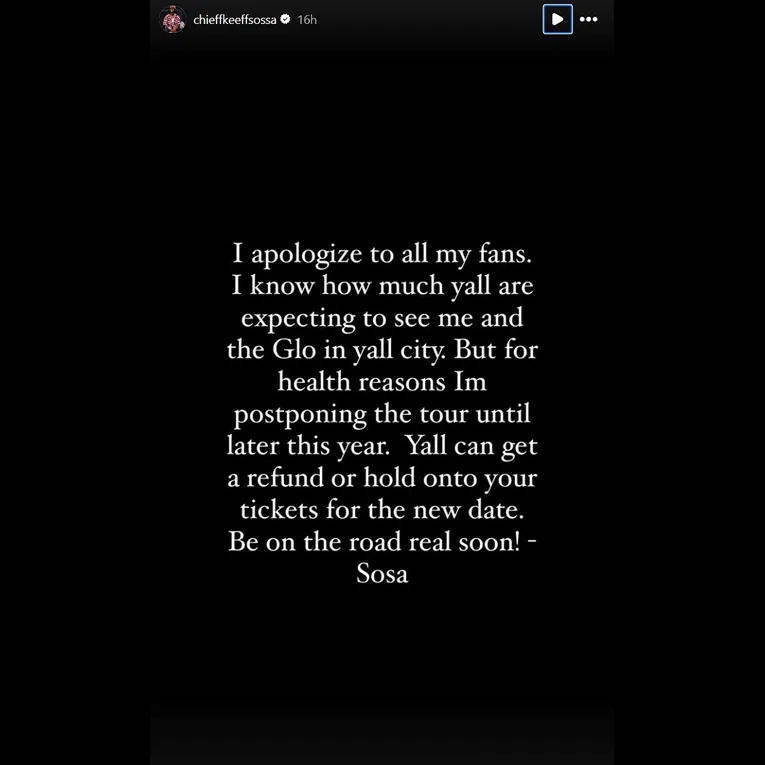 Chief Keef Postpones "A Lil Tour" Over "Medical Emergency"