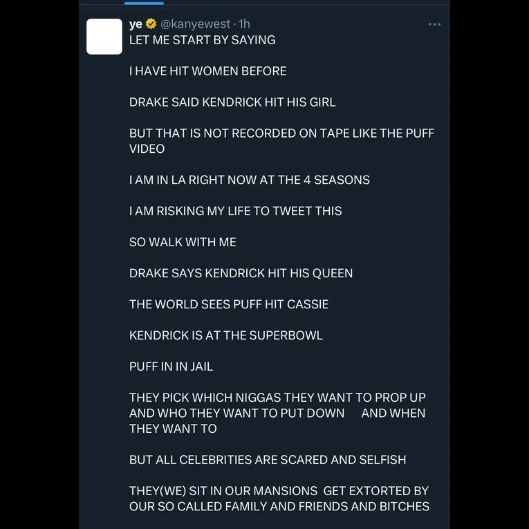 Kanye West Admits to Hitting Women In Bizarre Rant About Drake ...