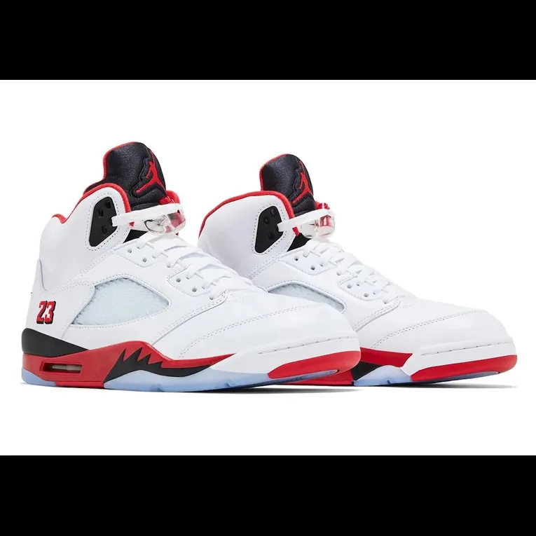 Retailer Photos Of Air Jordan 5 Fire Red “Black Tongue” Unveiled