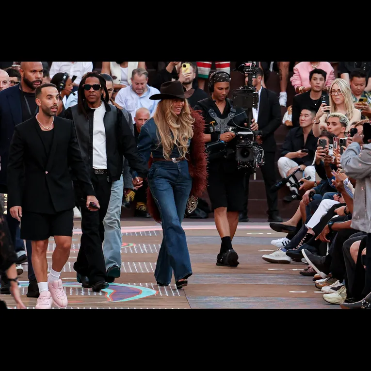 Jay-Z & Beyonce Attend Pharrell's Louis Vuitton Show In Paris