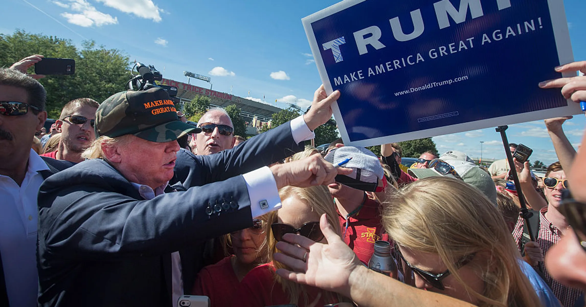 Donald Trump Visits Frat House Before Iowa Rivalry Game