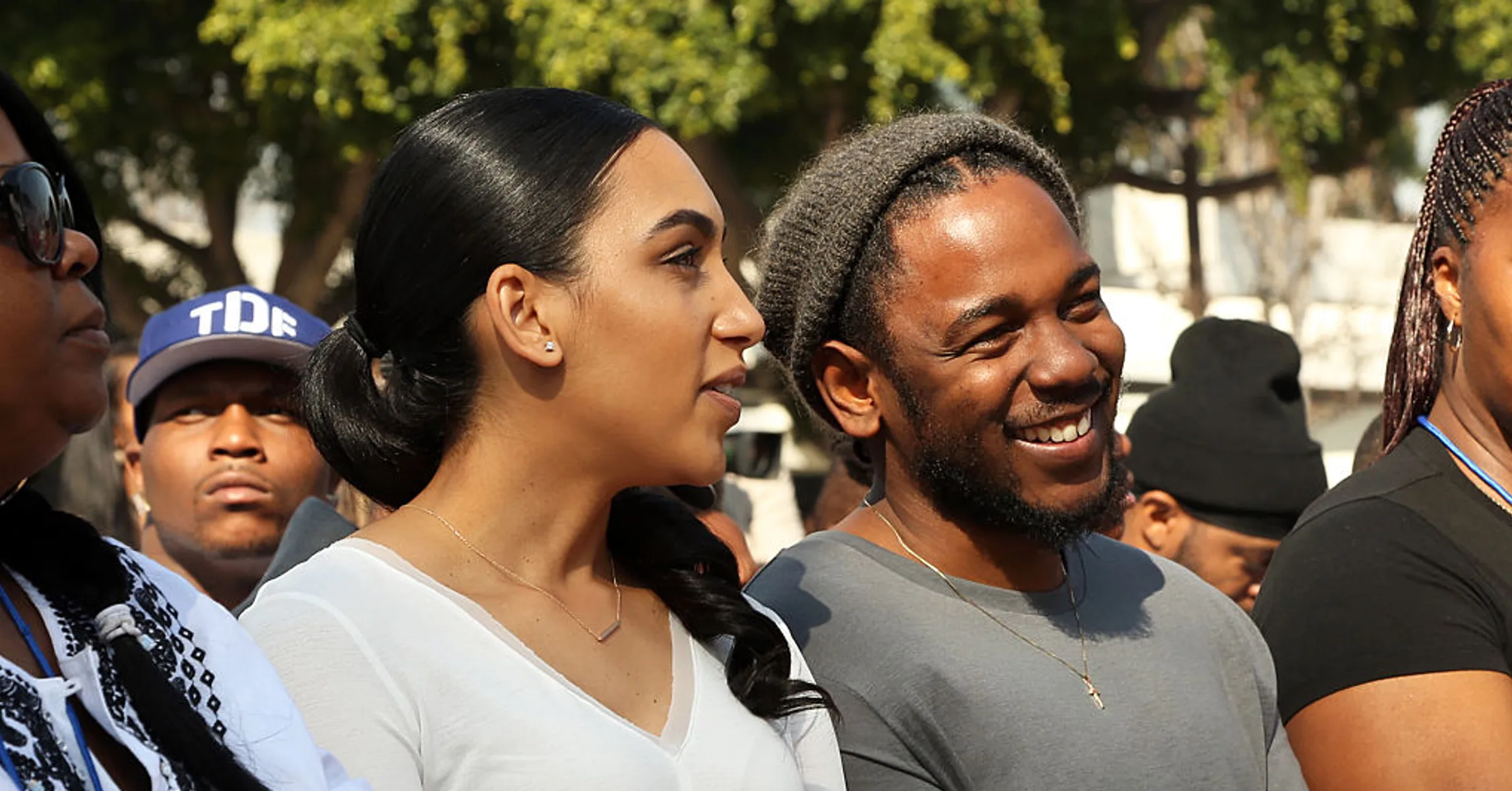 Kendrick Lamar's Fiancée Whitney Alford And Kids Spotted At "Pop Out" Show