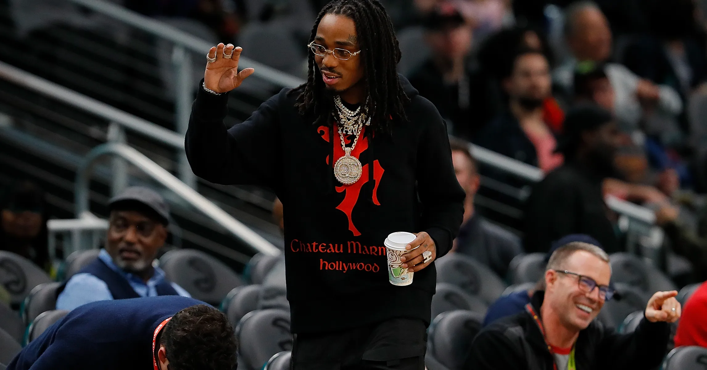 Quavo Shows Off His Drip At Atlanta Hawks Game