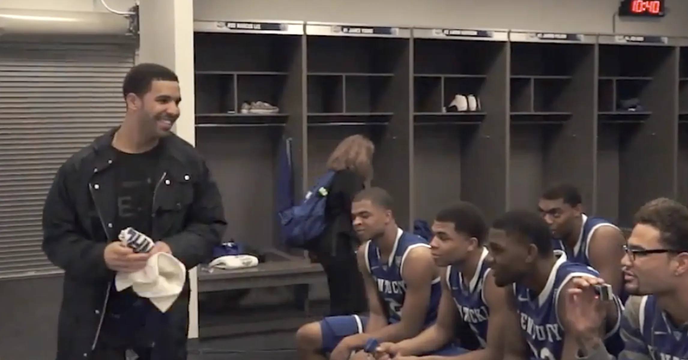 Drake Visits Kentucky Wildcats Locker Room At Final Four