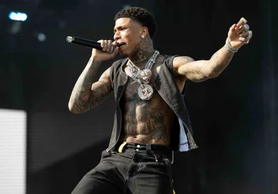 NLE Choppa Pulls Up To Lakers Game In New "Duck Boot"