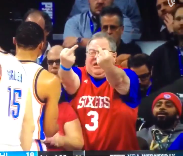Sixers Fan Ejected For Giving Russell Westbrook The Middle Finger