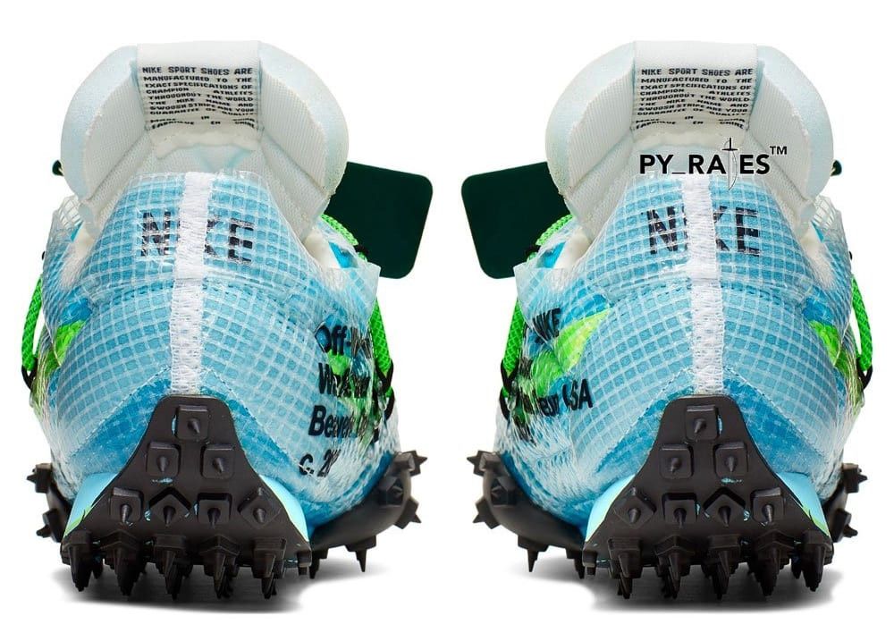 Off-White X Nike Waffle Racer Appears In Blue & Green Model: First Look